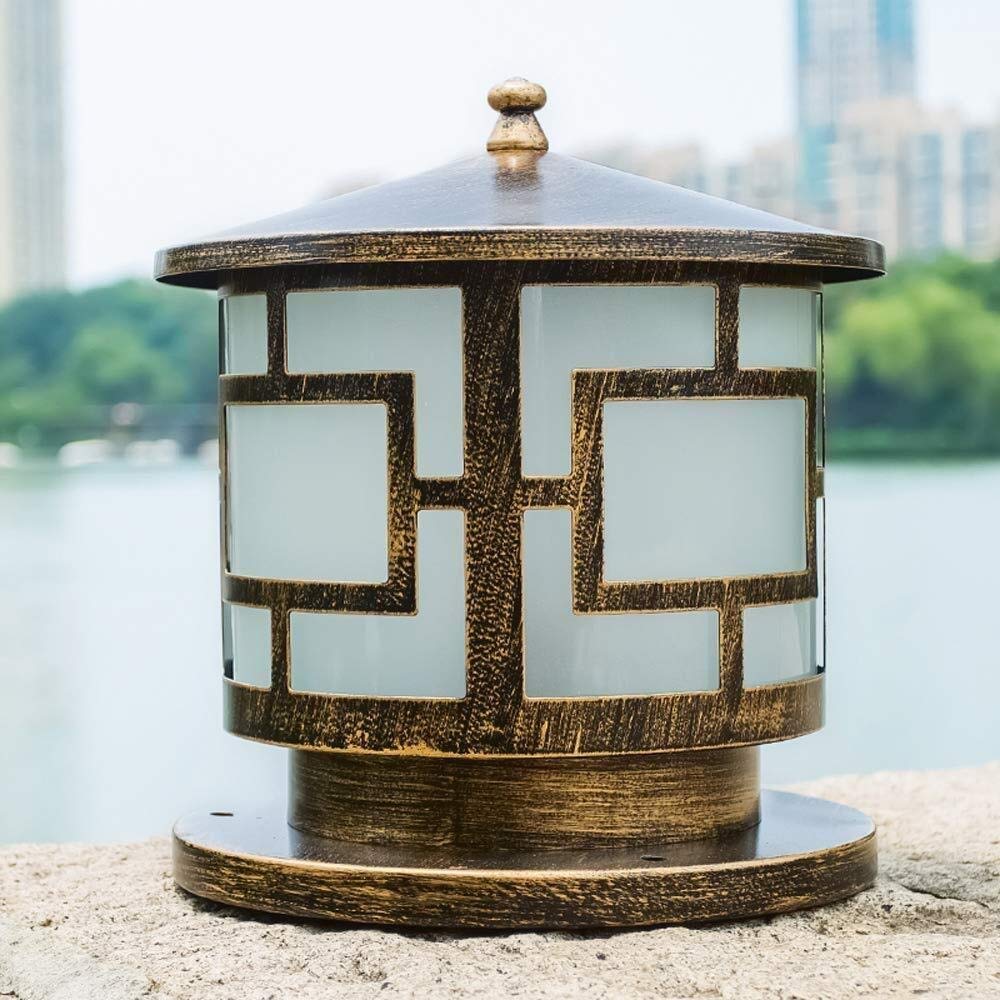Post Lights Retro Post Light LED Pillar Lamps E27 Column Lights Outdoor Garden Pillar Lamp Sconce Porch Home Fence Boundary Villa Lighting (Size : M)