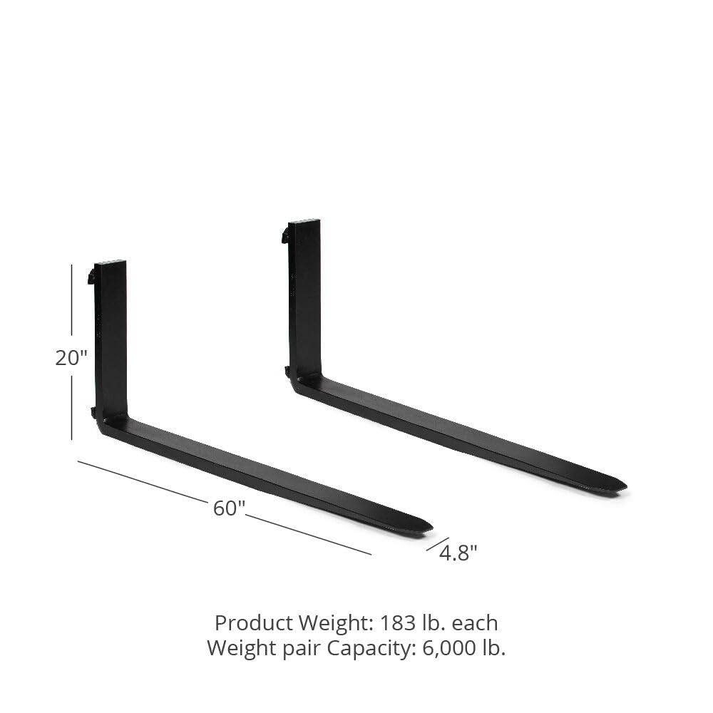 Titan Attachments 60in Pallet Fork Blades, Class 3 Pallet Forks and Accessories, Rated 6,000 LB