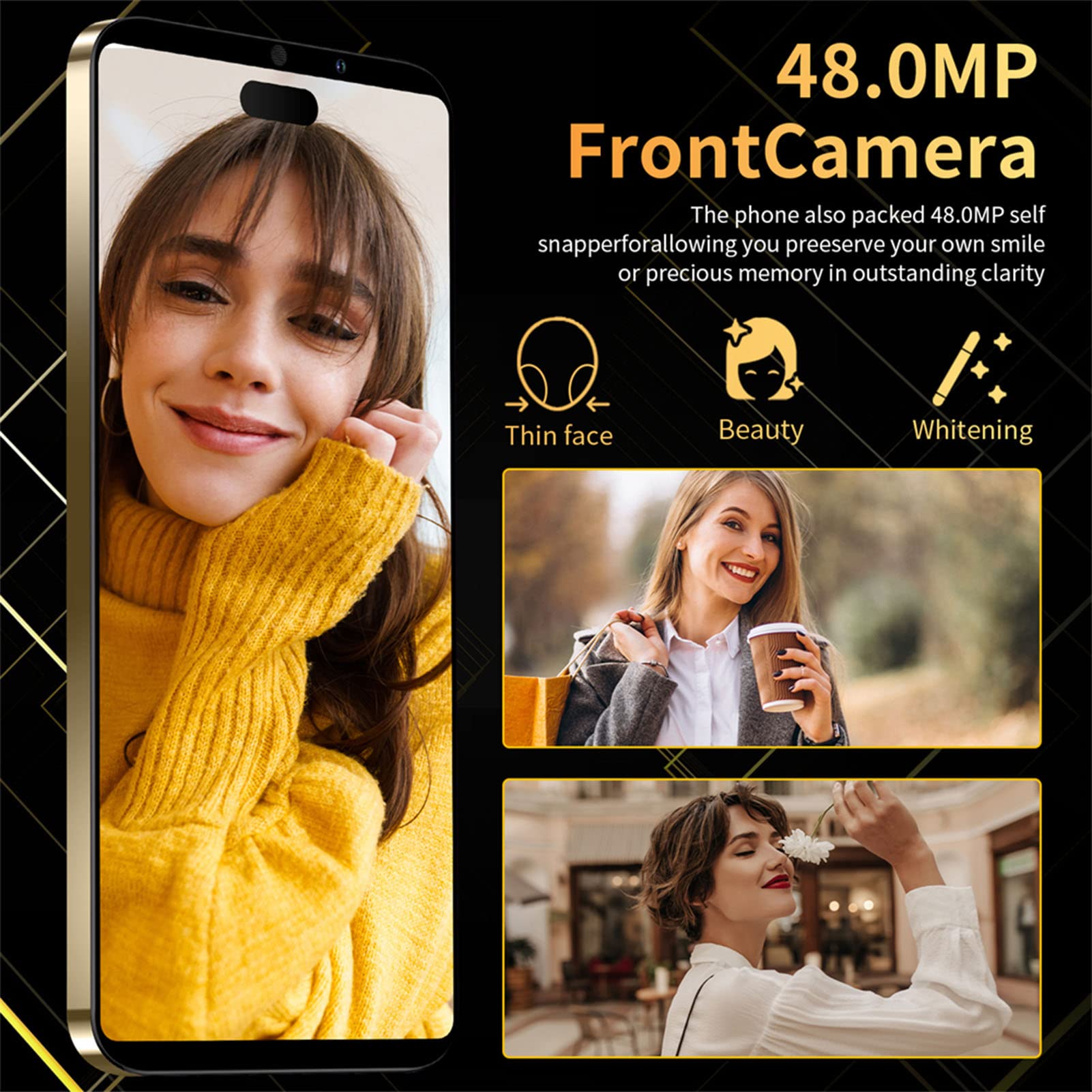 Smartphone for Android11, 6.1in 4GB 64GB MT6889 Ten Core CPU Cell Phone, 2G 5G Dual WiFi, GPS Navigation, 5.0, 8MP+16MP Dual Camera, Dual SIM Cards