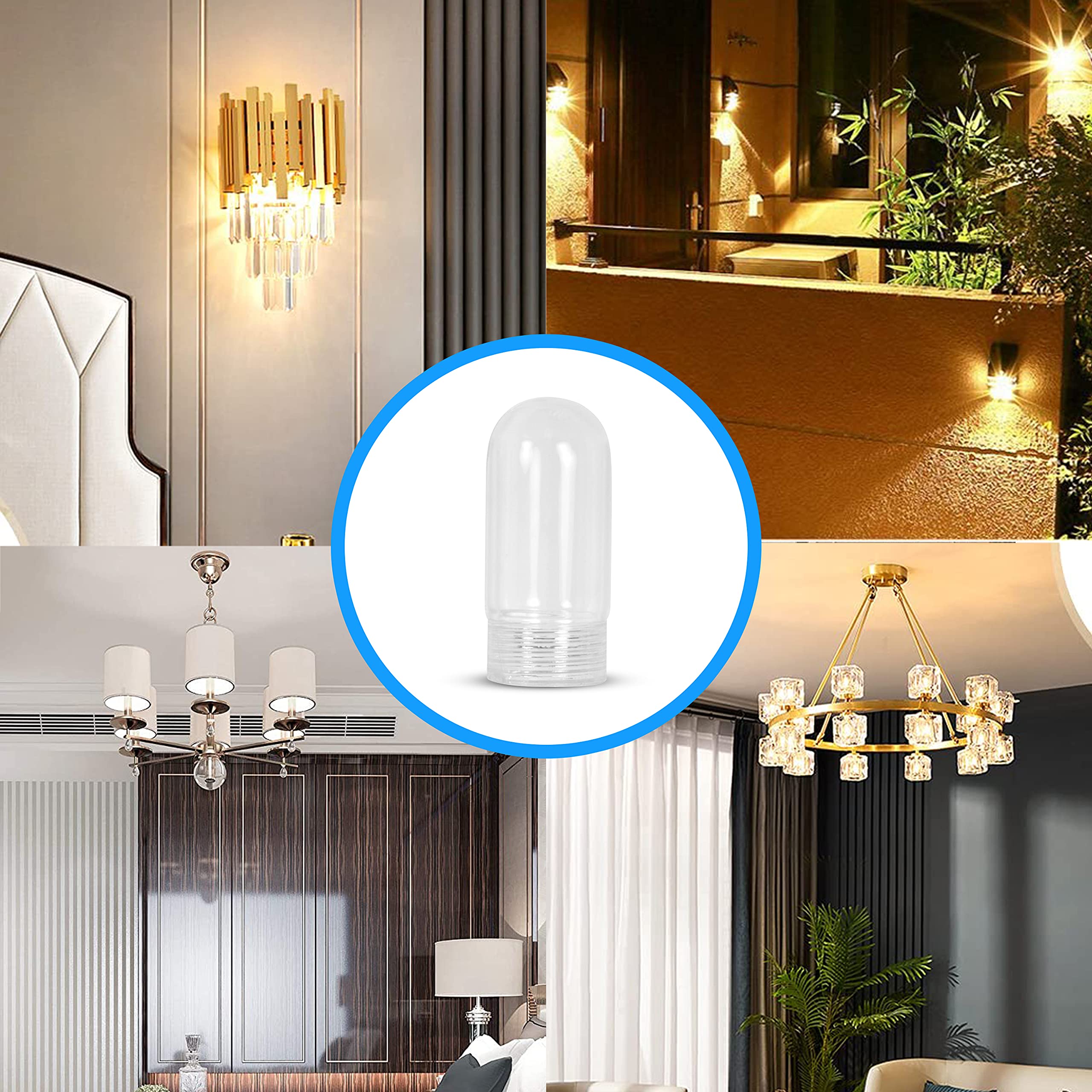 OHLECTRIC Tubular G9 Glass Cover - Threaded Bulb Cover - Sturdy Clear Glass Protectant for Bulb - Heat Resistance Up to 500C - 2.25" - Clear - OL-41332