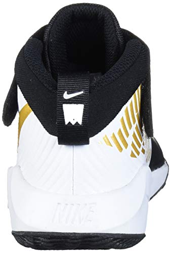 Nike Unisex-Kid's Team Hustle D 9 Pre School Basketball Shoe, Black/Metallic Gold-White, 3Y Regular US Little Kid