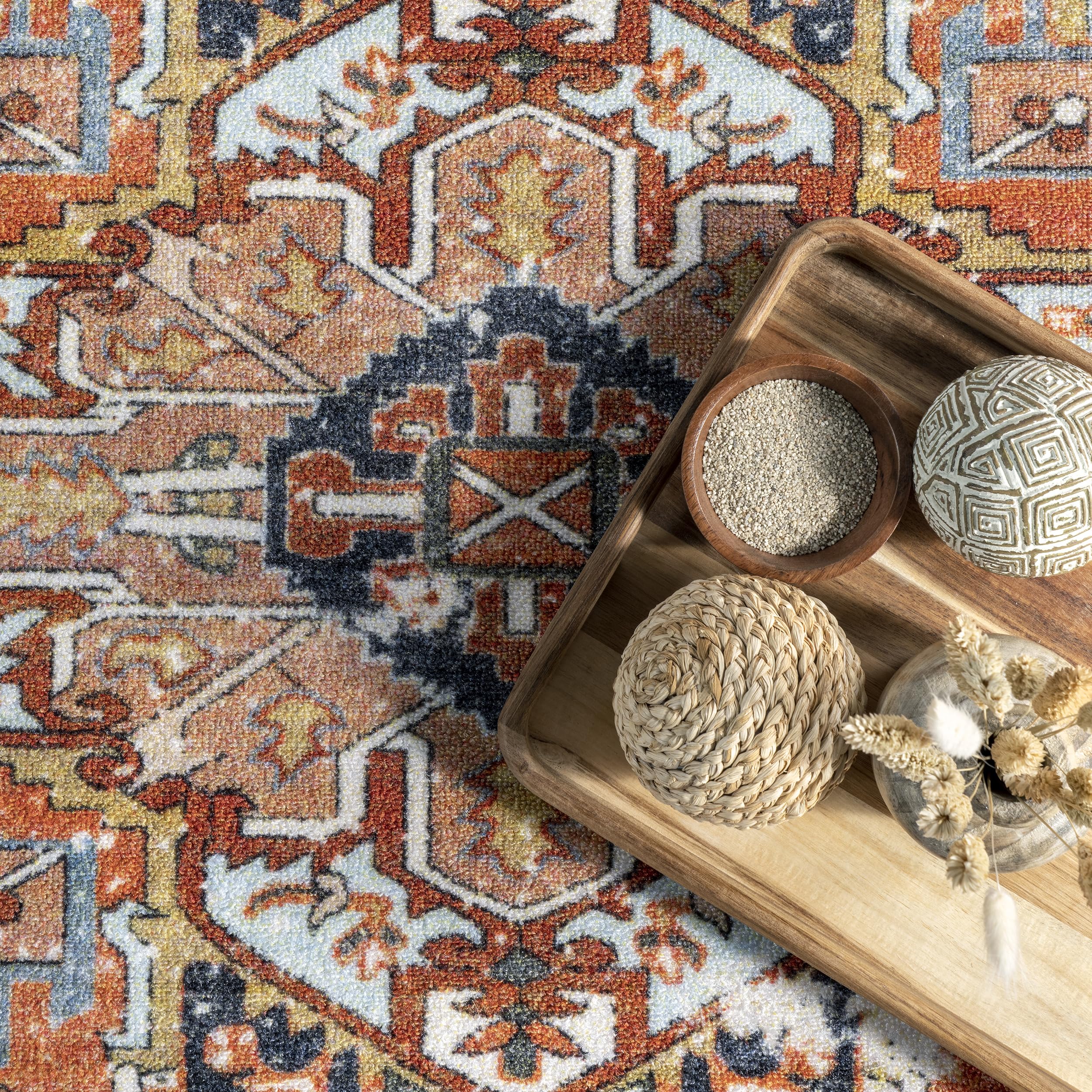 nuLOOM Sherita Distressed Persian Area Rug, 7x8, Rust