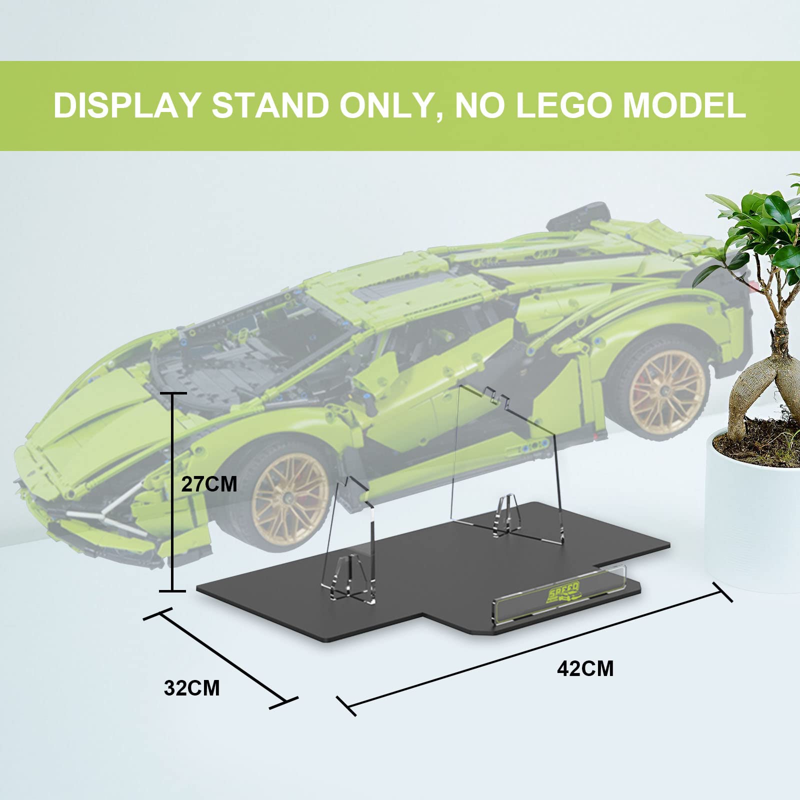 Vaodest Acrylic Display Stand for Lego Technic McLaren F1 Race Car 42141 Set, 5 MM Transparent Clear Display Holder,Compatible with Lego 42141 Set(Display Stand Only, Not Building Set)