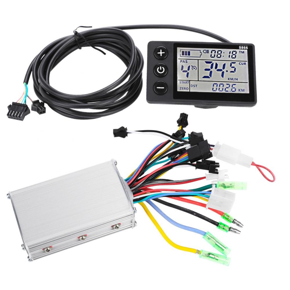nulala Motor Controller Motor Brushless Controller 24V-48V Waterproof LCD Display Panel Electric Bicycle Scooter Brushless Controller Kit(24V/36V 350W)
