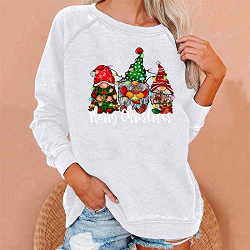Womens Cute Christmas 3d Print Tops Autumn and Winter Fashion Pullover Long Sleeve Round Neck Sweatshirt