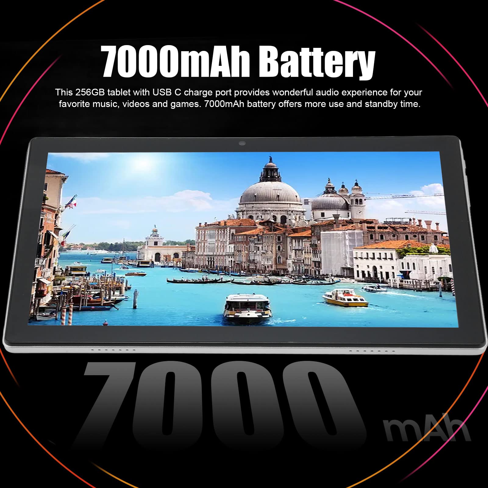 Tablet 10 Inch, Tablet PC 4GB 256GB Support 4G Network Front 5MP Rear 8MP 2.4G 5G WiFi Calling Tablet with Front 5MP Rear 8MP Camera, 7000mah Battery (Silver)