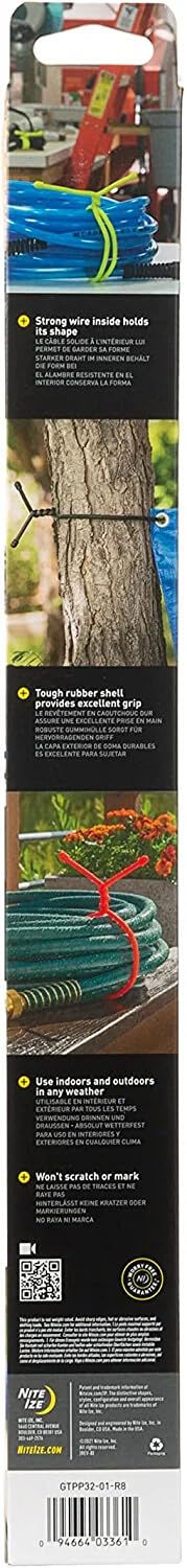 Nite Ize Original Gear Tie - 32-Inch Reusable Rubber Twist Tie - Reusable Gear Ties - Electric Cord Organizers - Twist Ties for Cords - Reusable Zip Ties - Black, 32-Inch, 6 Pack
