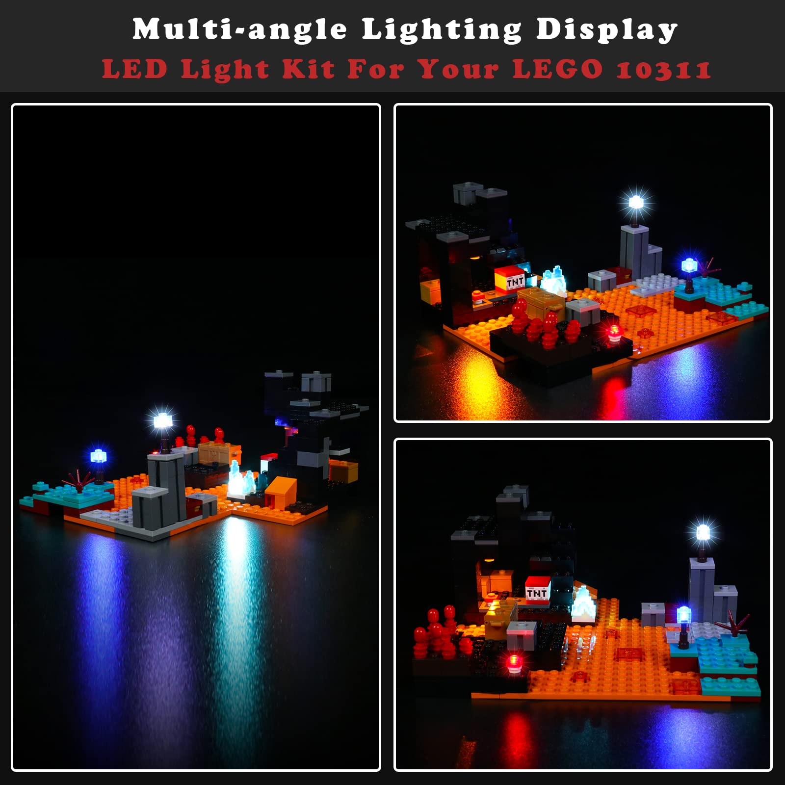 Xunsan LED Light Kit for Lego Minecraft The Nether Bastion 21185 Building Blocks, Lighting Kit Designed for Lego 21185 Set, Standard Version - NOT Included Lego Model