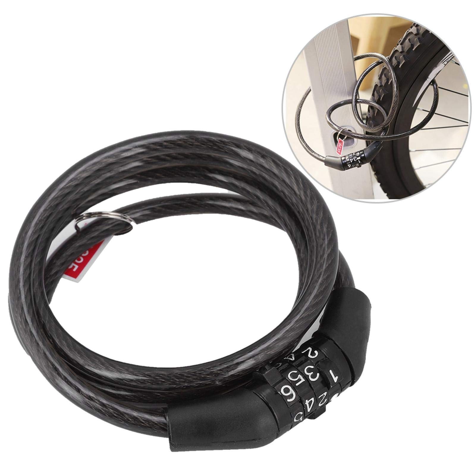 No Key Waterproof Passwords Bike Security Lock, Anti-Theft Bike Coded Cable Lock, Easy to Operate, Mountain Bicycle Children for Bike Home