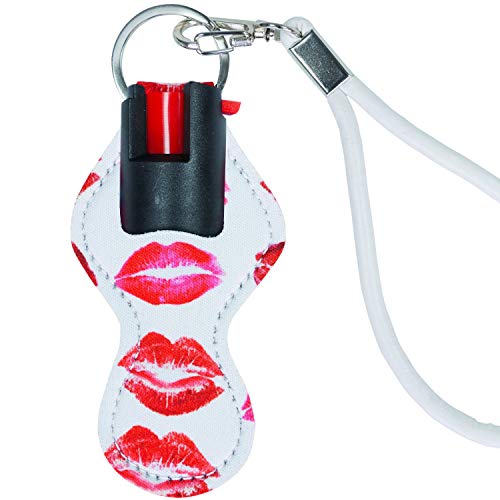 Pepper Spray Keychain Collection for Women - Maximum Police Strength OC Spray 10 ft Range with Safety Flip - with Quick Release for Easy Access - Stylish Designs (Lips)