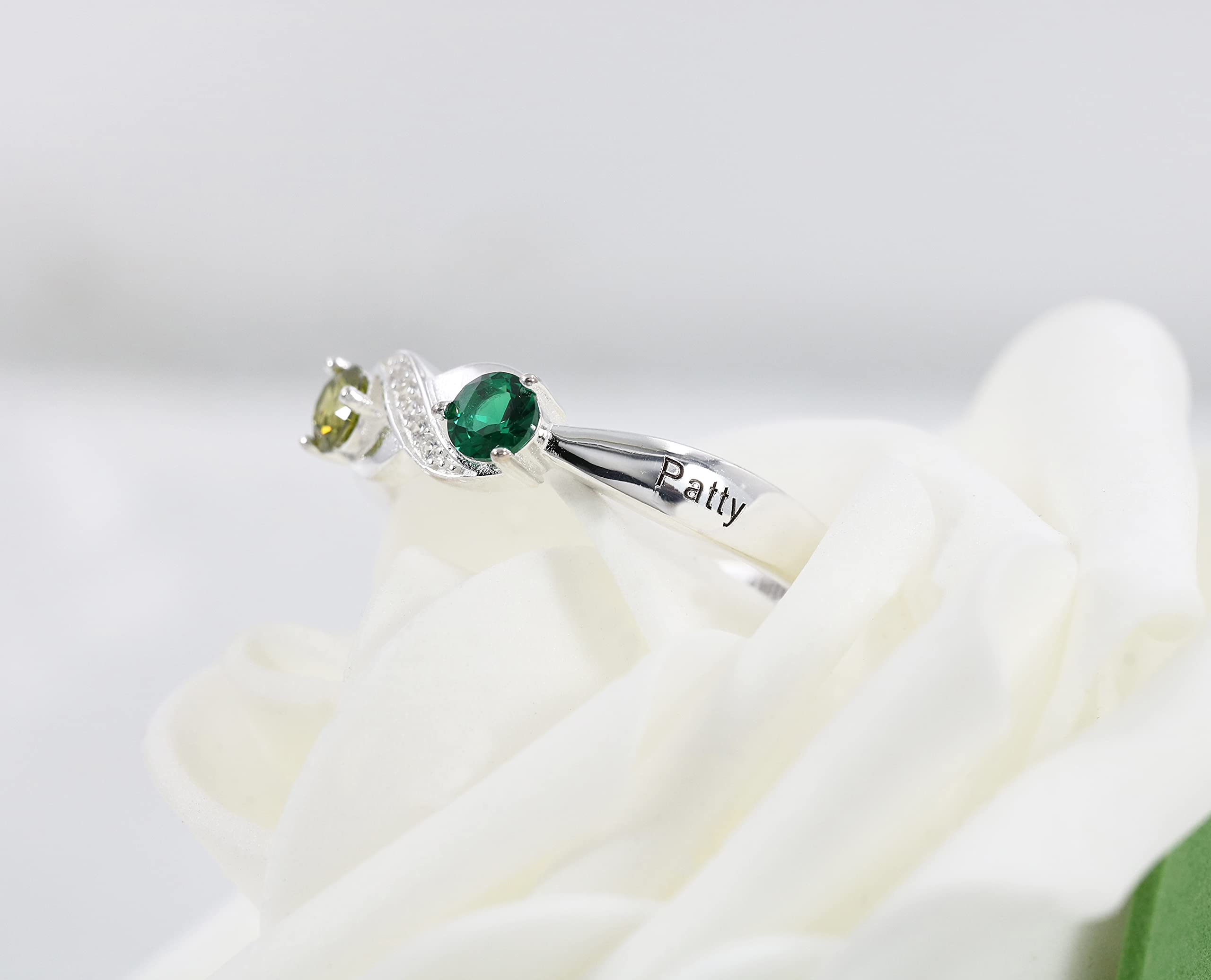 Shineyou Custom Infinity Rings with 2 Birthstones for Women Personalized Promise Rings for Her 925 Sterling Silver Ring Mother's Day Gift