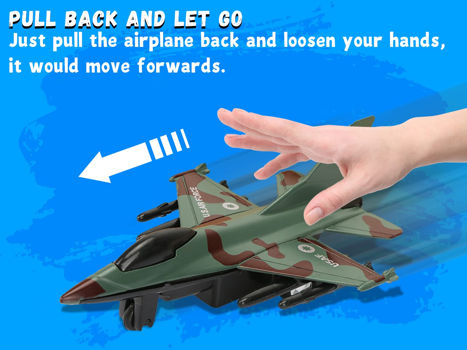 Vbacala Pull Back Airplane Toy Set Die Cast Metal Military Themed Fighter Jets, Models Aircraft Plane for Kids Toy Set Collection - 4 Pcs