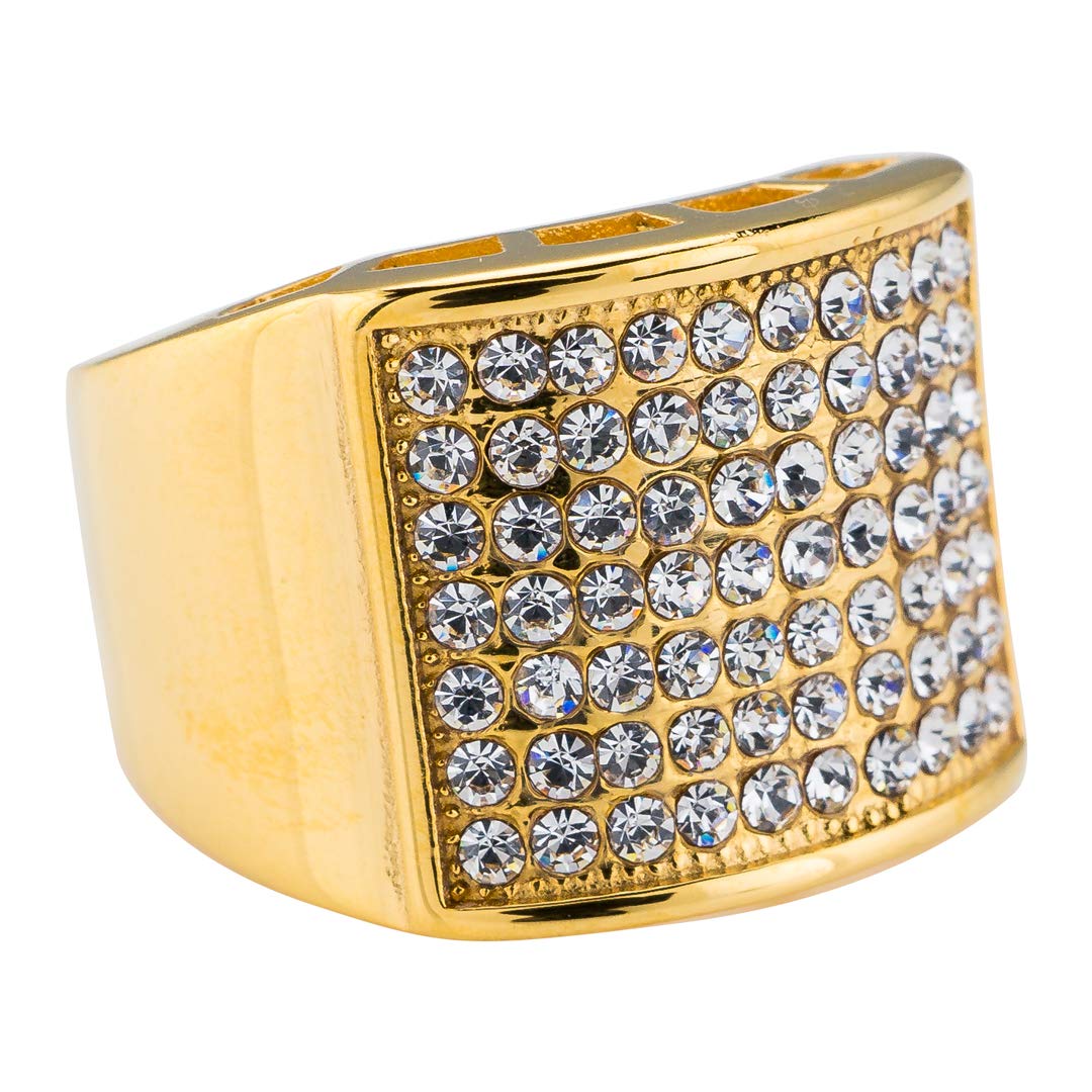 NIV'S BLING - Micropave Pinky Ring Iced Cubic Zirconia | 18K Gold-Plated Stainless Steel Wedding Band
