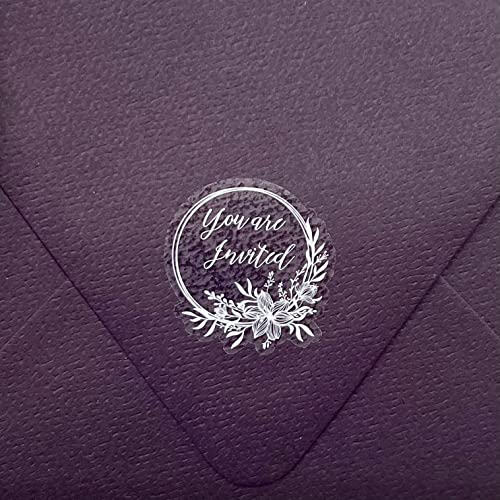 You Are Invited Envelope Seals- 60 clear Stickers for Wedding Invitations, Waterproof Invitation Stickers for Wedding, DIY Handmade Labels for Wedding Invitations, 1.5 inch