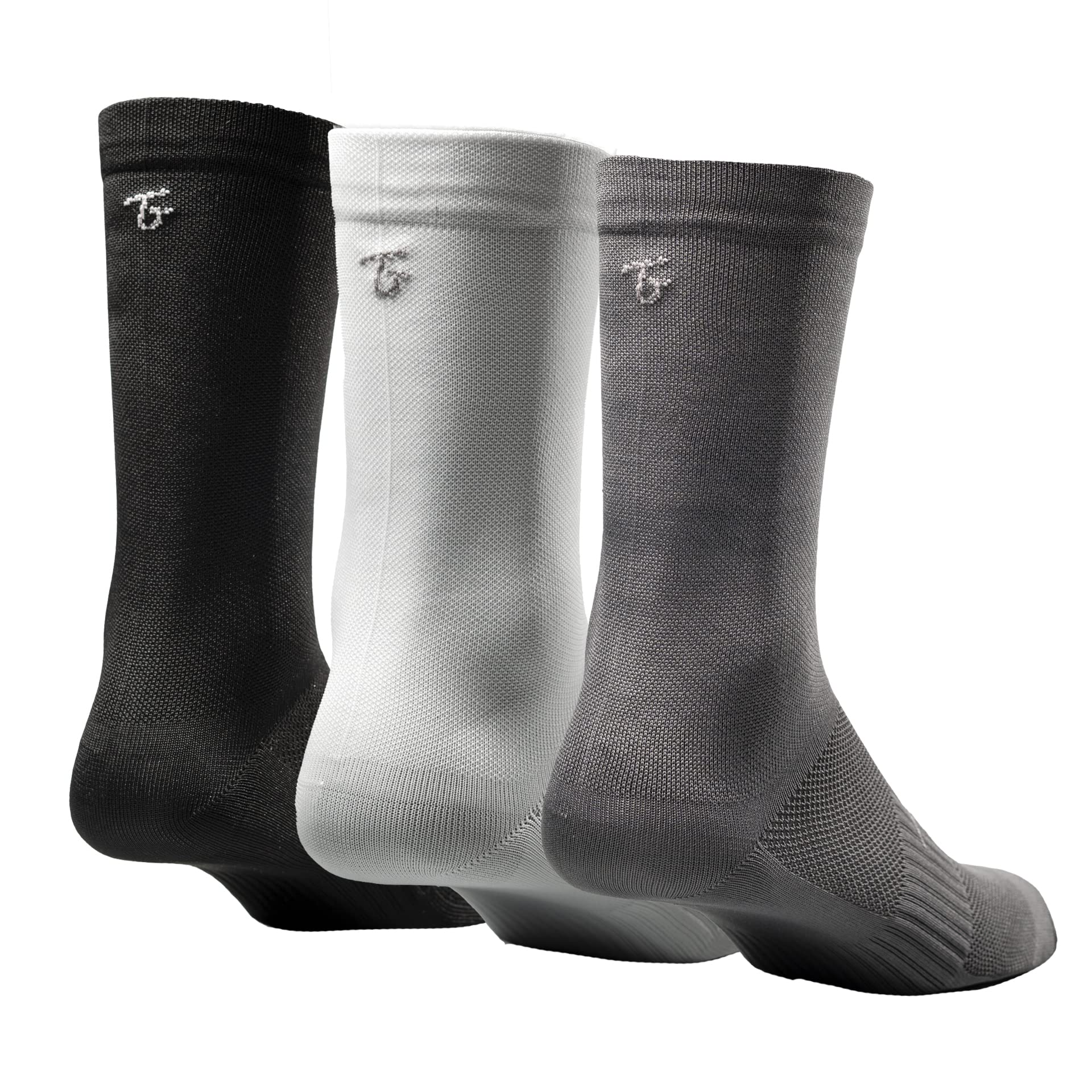 Taba Sport Unisex Compression Cycling Socks – 7''Length Biking Socks for Road Cycling (Black, 3 Pack), One Size