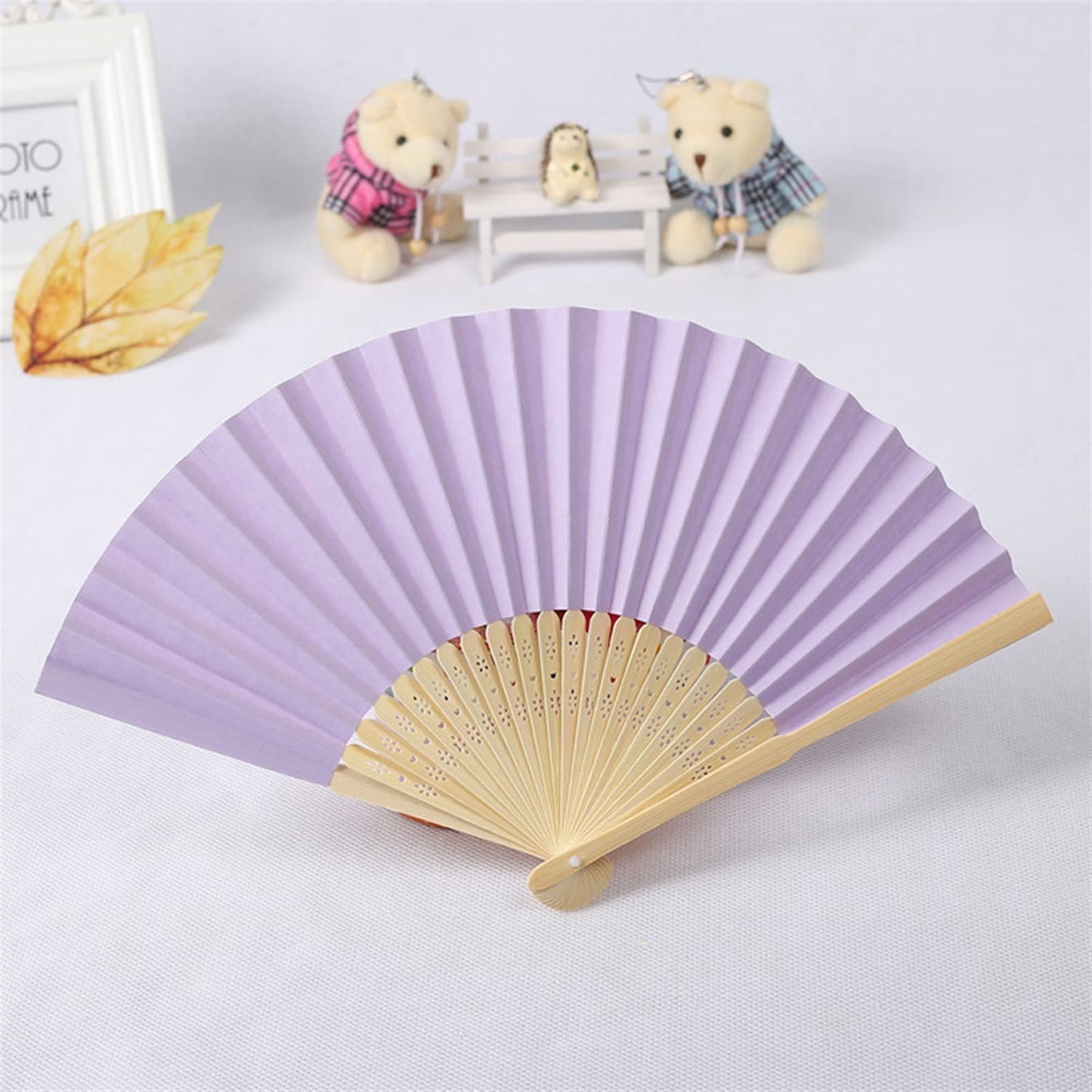 Xinbalove Hand Folding Fans Chinese Tai Chi Folding Fan Hand Held Fan Folding Paper Fan Summer Pattern Folding Dance Wedding Party Lace Silk Folding Hand Held Solid Color Fan ( Color : Hot Pink )