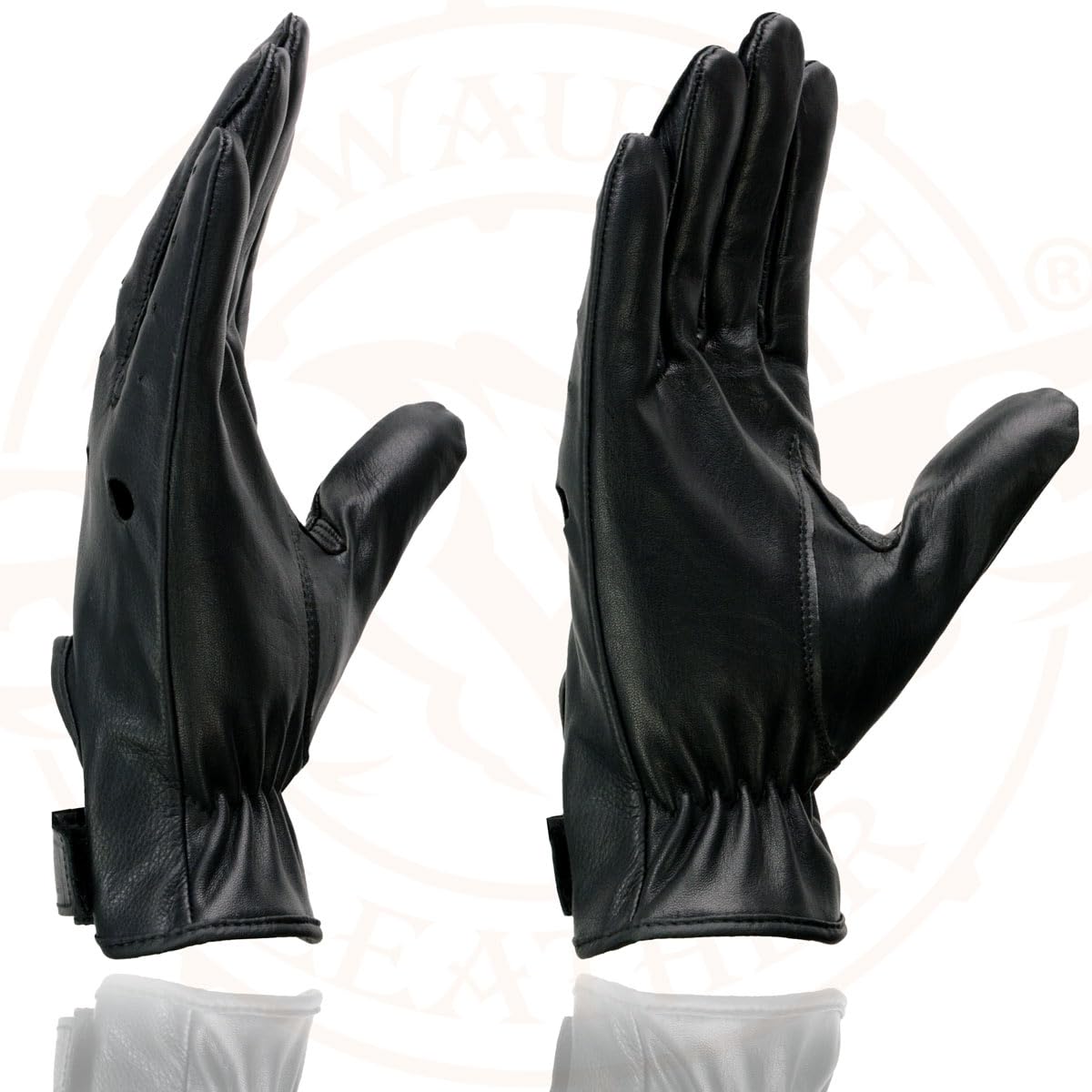 Milwaukee Leather SH247 Men's Black Leather Unlined Classic Style Driving Gloves - Medium