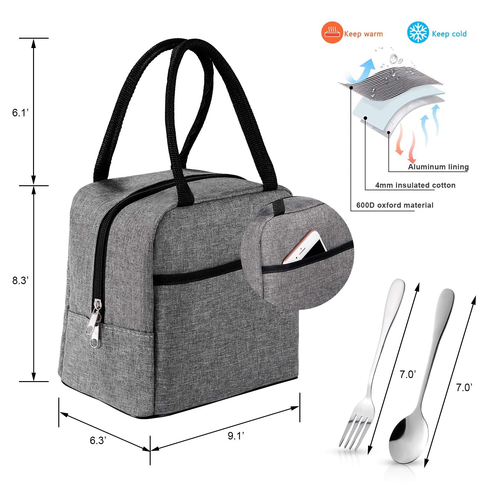 Slaipo Bento Box Adult Lunch Box, Lunch Box for Men Women with Insulated Lunch Bag, Stainless Steel Salad Lunch Containers, Stackable Leakproof Lunch Kit(Blue)