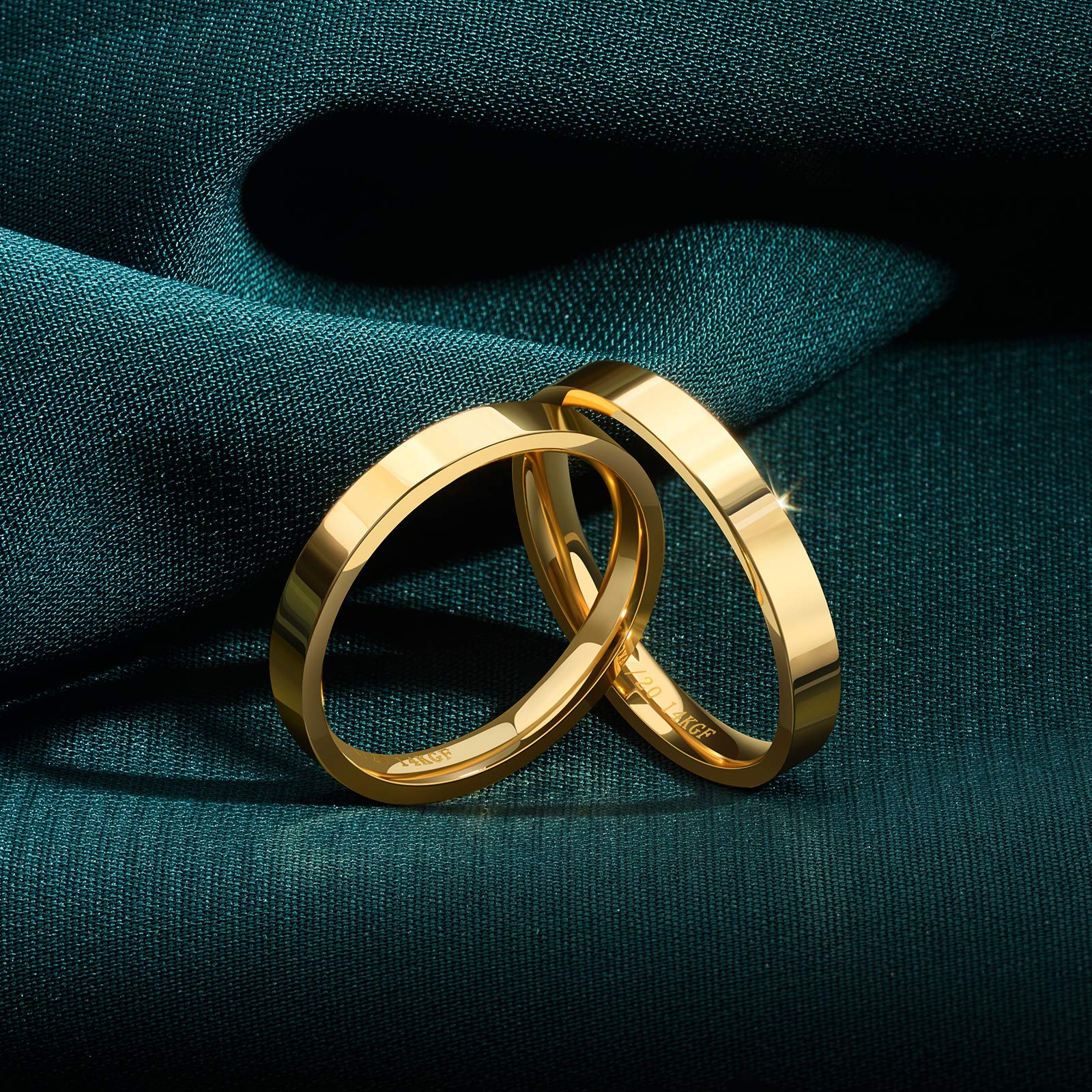 NOKMIT 3mm 14K Gold Filled Rings for Women Dainty Gold Stacking Stackable Band Thin Gold Thumb Pinky Finger Ring Non Tarnish Comfort Fit Size 4 to 11 (Gold,7)