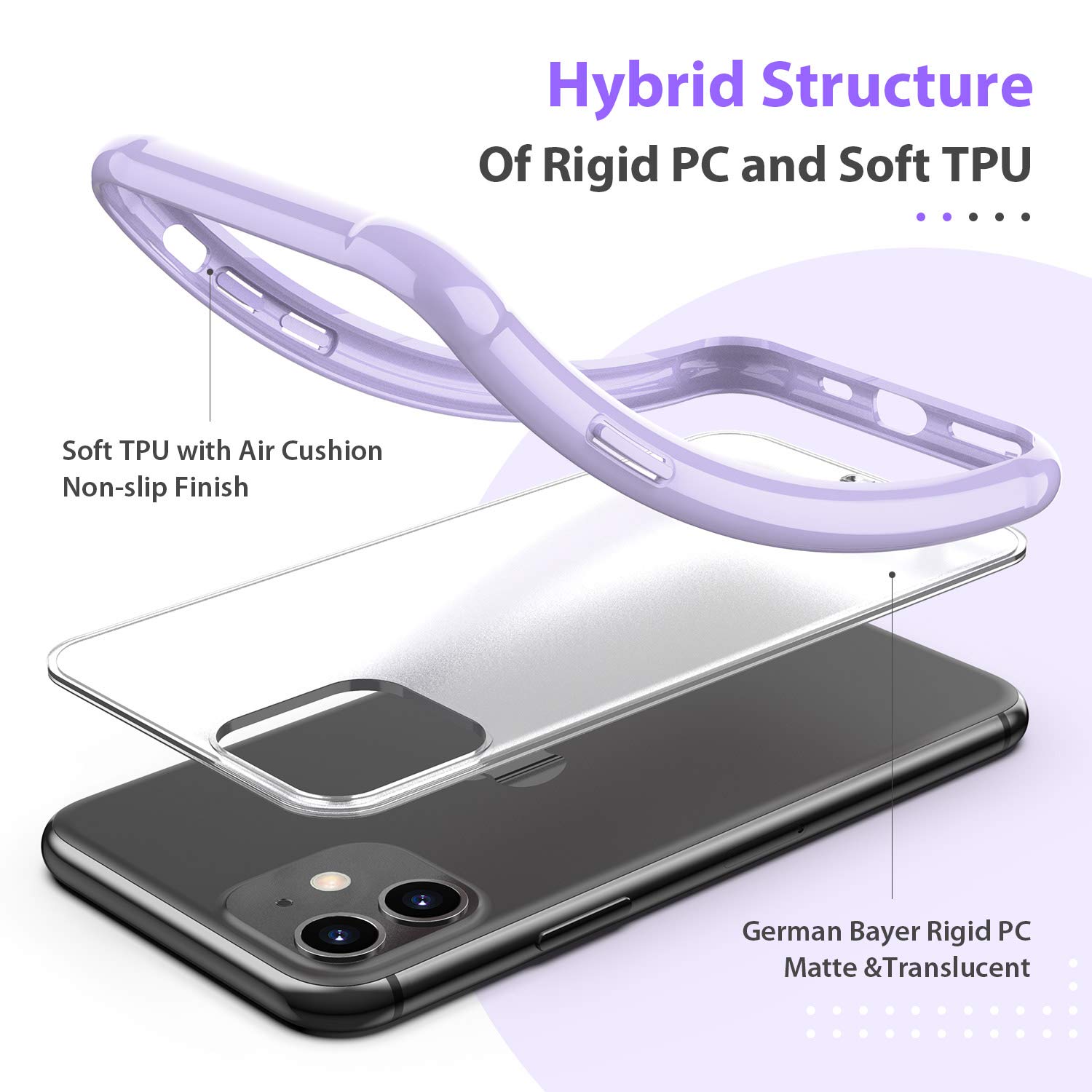 ORIbox for iPhone 11 Case Purple,Translucent Matte case with Soft Edges, Lightweight,iPhone 11 Phone Purple Case for Women Men Girls Boys Kids