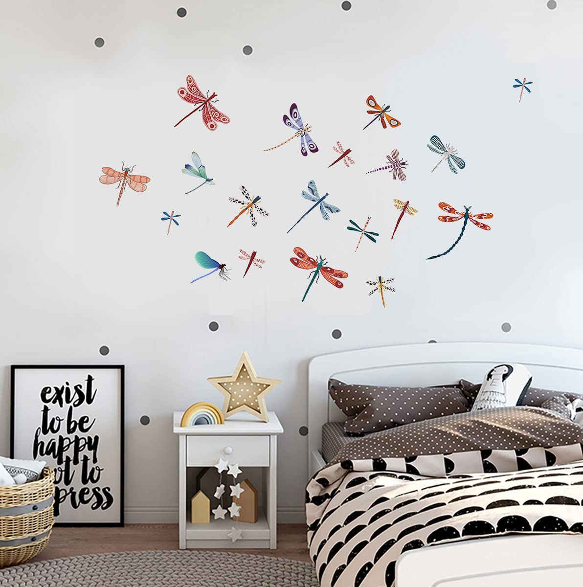 Watercolour Dragonfly Wall Decals,Dragonfly Sticker for Nursery,Lovely Animal Window Clings Decoration Wallpaper Mural for Kid’s Room Classroom School
