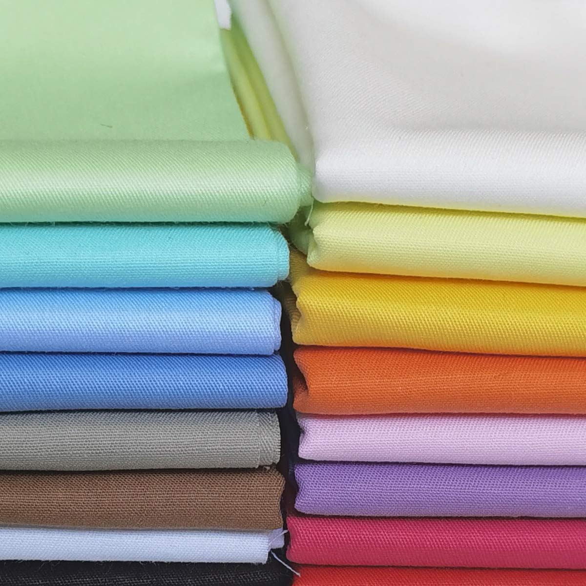 Mililanyo 16pcs 18 x 22 inches Cotton Fabric Premium Solid Precut Fabric Pure Quilting Fat Quarter Bundles Patchwork for Sewing DIY Craft