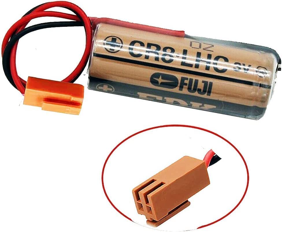 YYSHINE (10-Pack) CR8-LHC 3V 2600mAh Lithium Battery Replacement for Fuji FDK CR8-LHC PLC Controller Backup Battery with Brown Plug