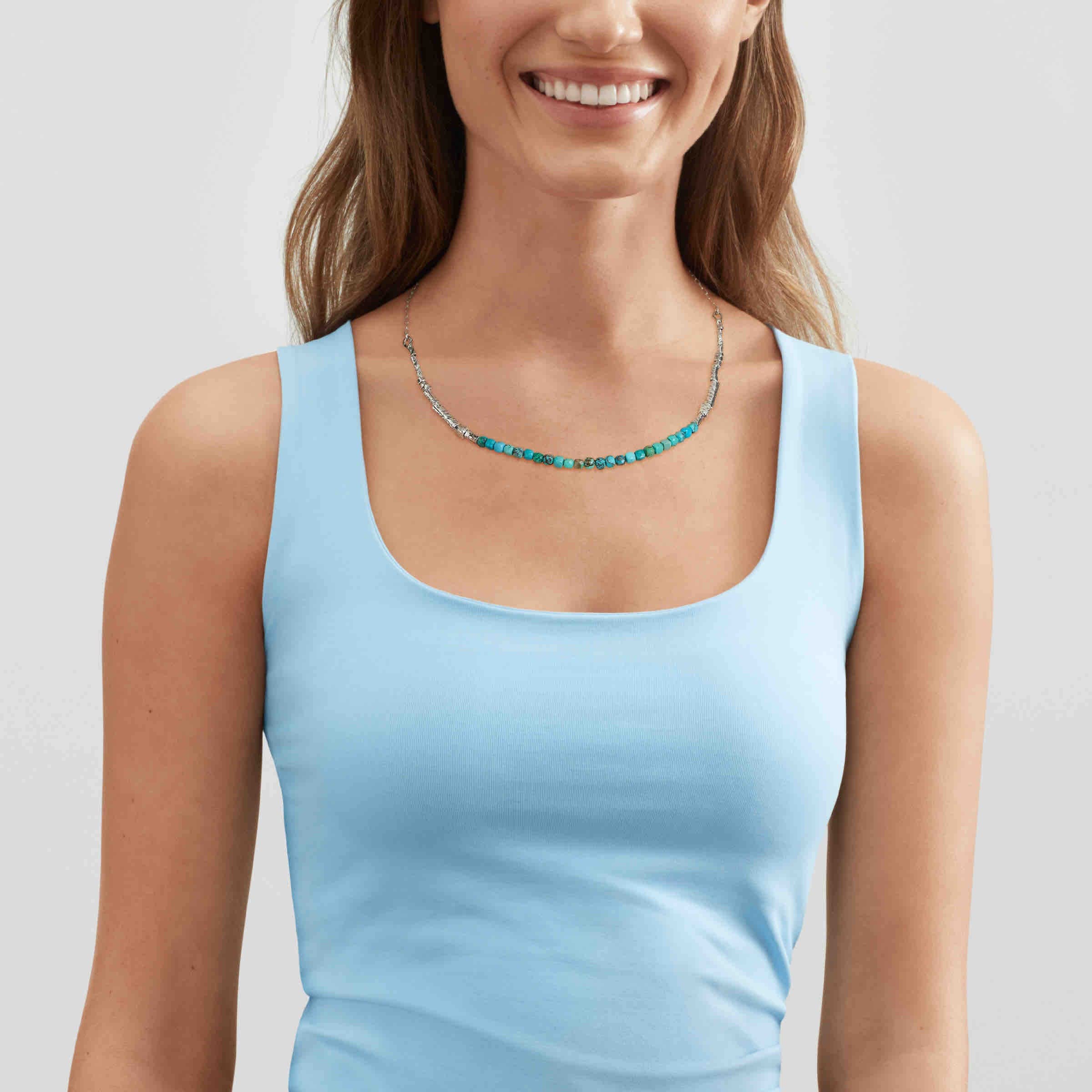 Silpada 'Mystic Beauty' Turquoise and Hematite Necklace in Sterling Silver, 16" + 2"