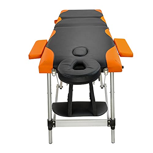 ZHYH 3 Sections 185 x 60 x 81cm Foldable Beauty Bed Folding Portable SPA Bodybuilding Massage Table Spa Bed Black