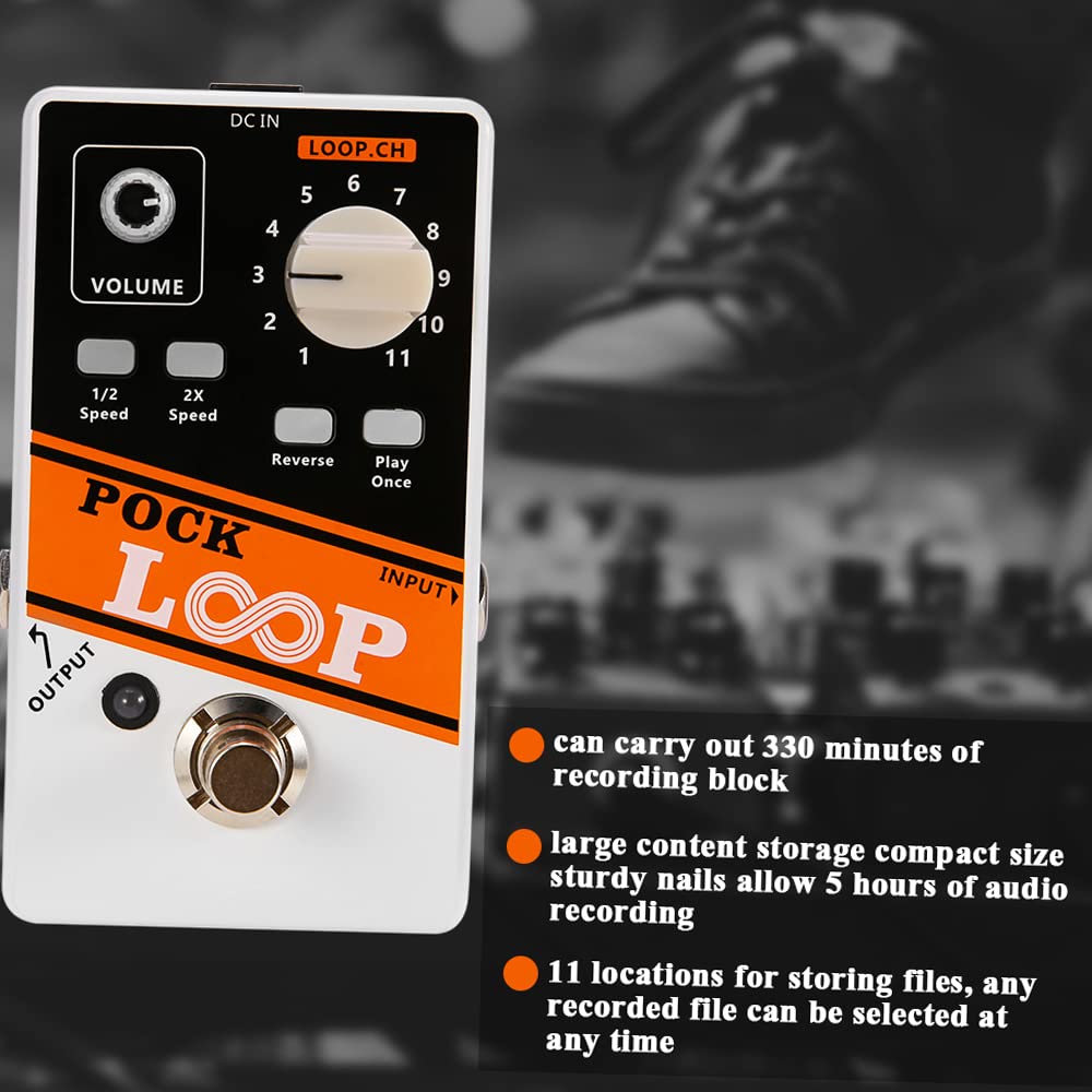 summina Looper Guitar Effect Pedal 11 Loopers Max.330mins Recording Time Supports 1/2 & 2X Speed Playback Reverse Functions True Bypass