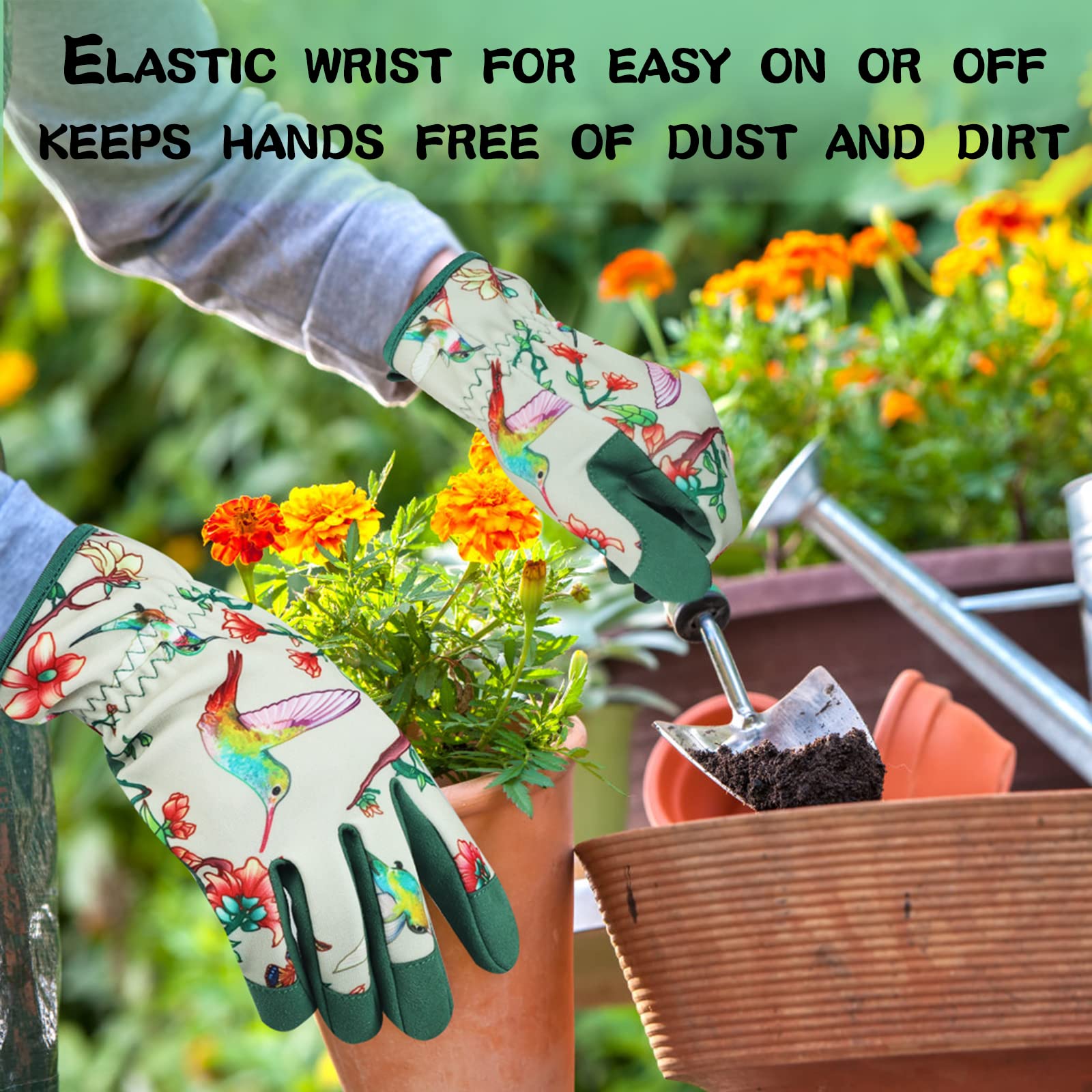 SLARMOR Leather-Gardening-Gloves for Women - Thorn-Proof Work-Gloves with Touch Screen for Weeding, Digging, Planting,Pruning Yard garden Gloves -Medium