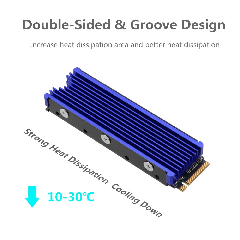 NVMe Heatsinks for M.2 2280mm SSD Double-Sided Cooling Design(Blue)
