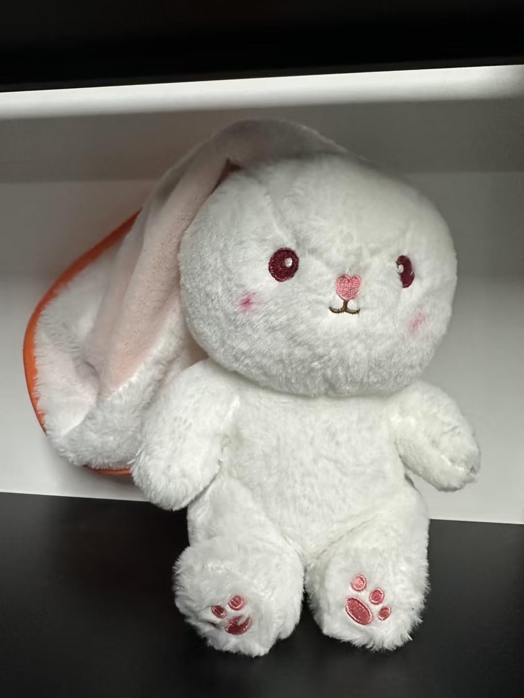 Mirizin Bunny Plush Stuffed Animal,Reversible Carrot Strawberry Bunny Doll, Cute Soft Transform Rabbit Cat, Pillow Decoration, Toy and Gift for Kids and Adults