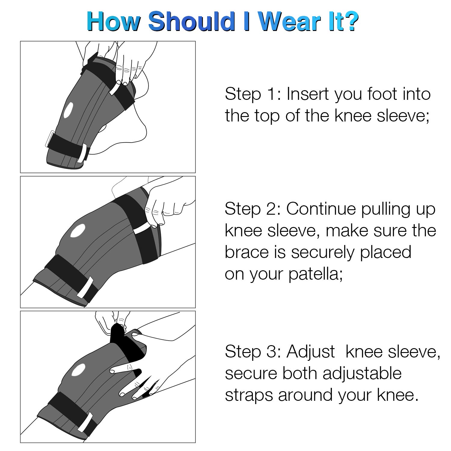 Nvorliy Knee Sleeve Plus Size for Large Leg - Detachable Strap Design, Open-Patella Stabilizer Brace for Arthritis, Tendon, Meniscus and Ligament Injuries, Patellar Tendonitis, Fit Men & Women (5XL)