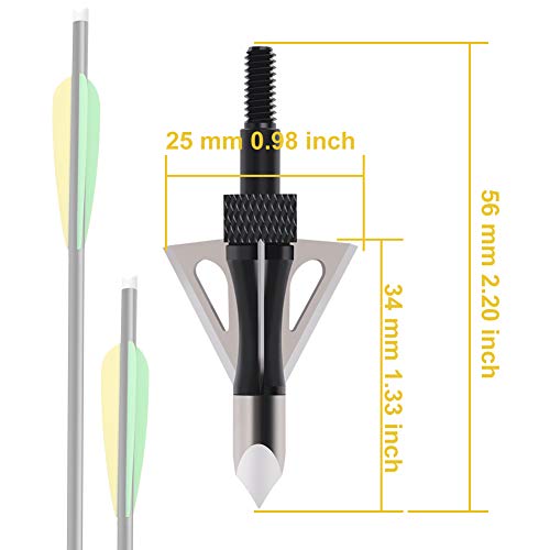 OTW Hunting Broadheads 3 Fixed Blades 100 Grain Archery Broad Heads Archery Broadheads for Small Game Crossbows and Compound Bow Arrows (12 Pack)