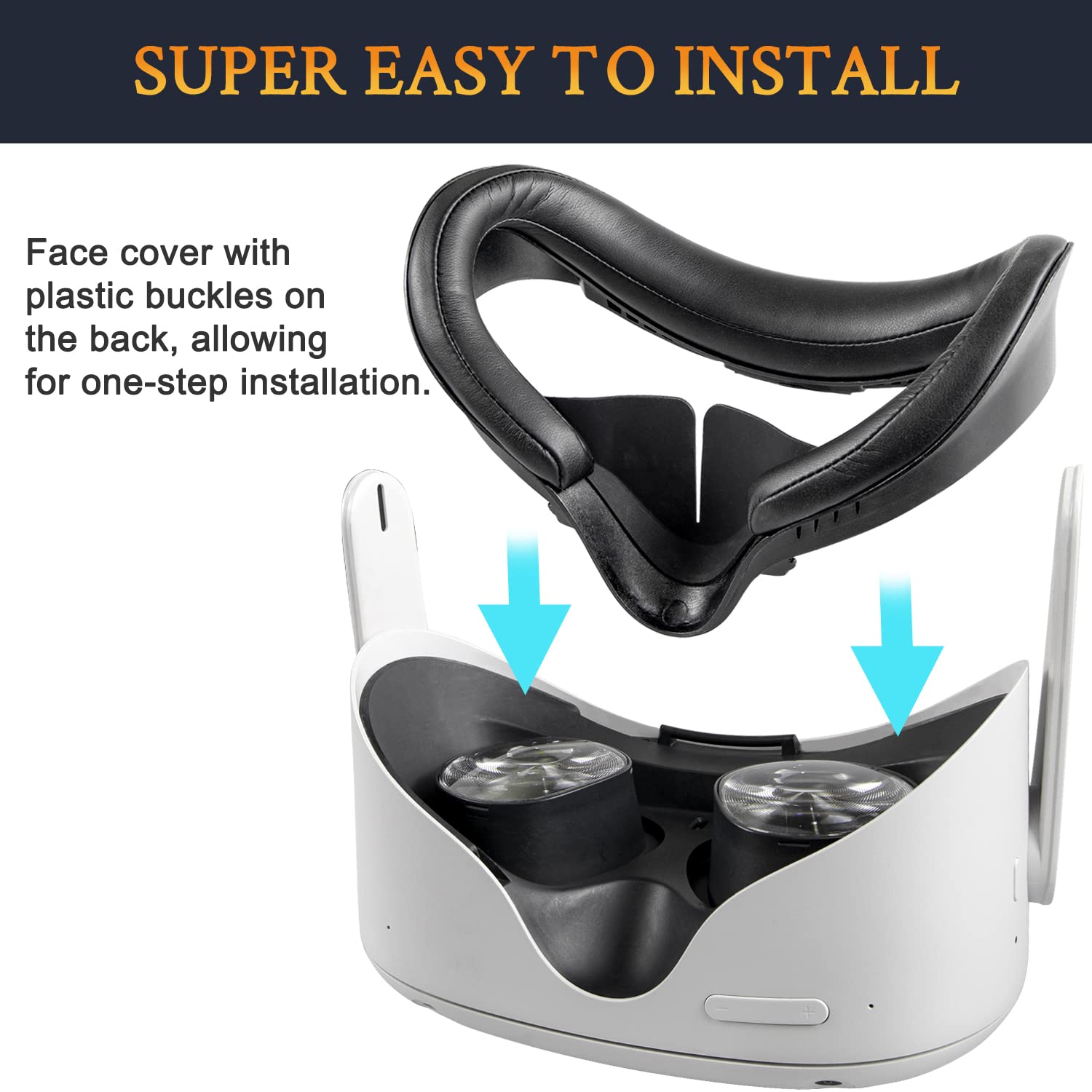 SOULWIT 2Pcs Face Cushion Cover (Facial Interface) Replacement Kit for Oculus Quest 2, Softer Protein Leather + Cooling Gel, Anti-Leakage Nose Pad, VR Accessories for Meta Quest 2 (CG+PL Cover)