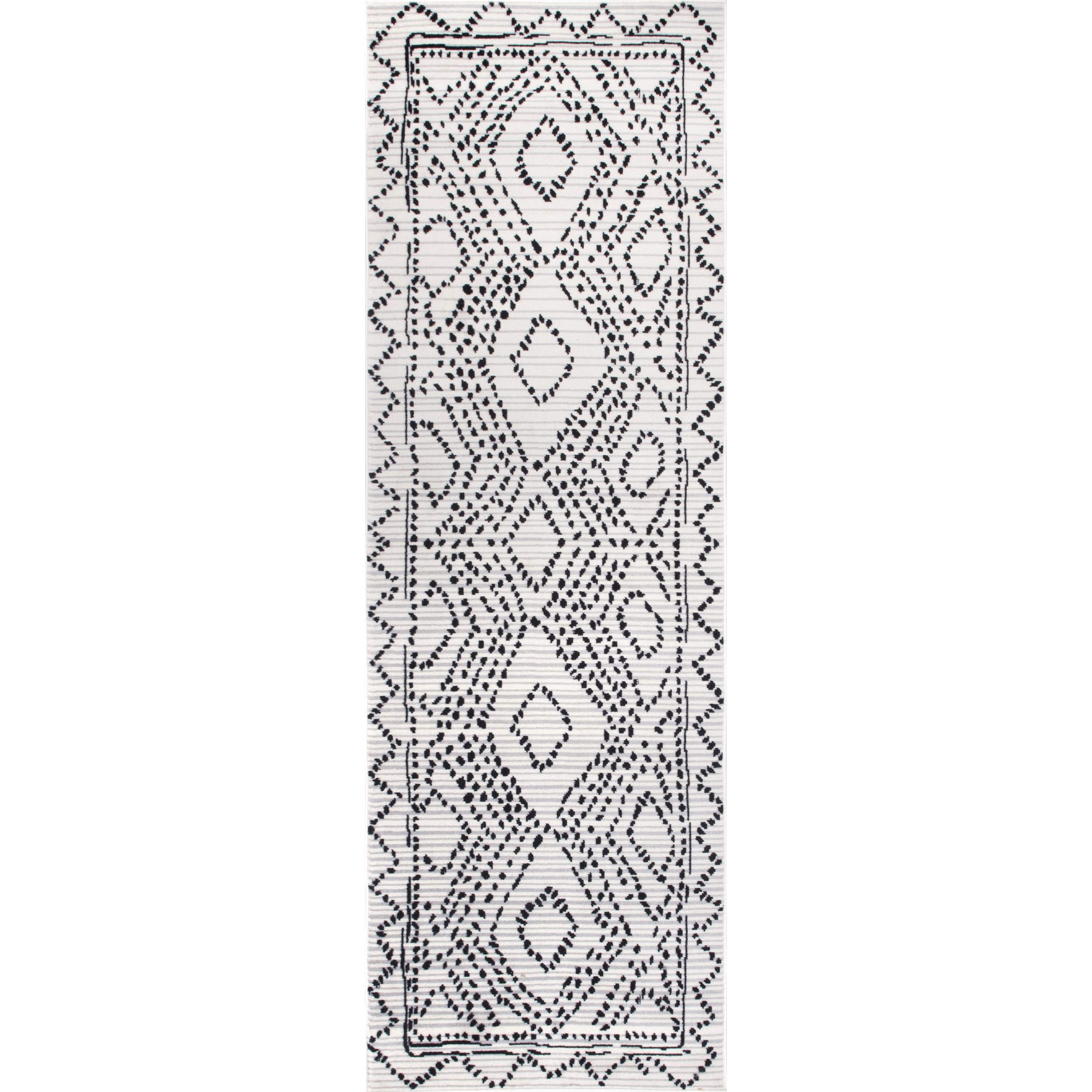 nuLOOM Mila Moroccan Diamond Trellis Runner Rug, 2' x 6', Grey