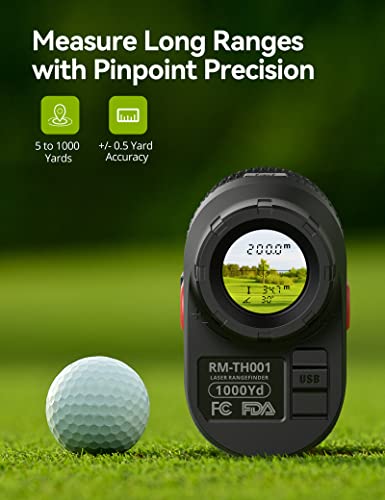 REXMEO Golf Rangefinder with Slope, USB C Rechargeable Laser Range Finder Golfing 1000Y with 6X Magnification, High-Precision Flag Lock Pulse Vibration, Magnet Stripe for Target Shooting and Hunting