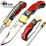 Multi Wood 6.5'' Handmade Stainless Steel Folding Pocket Knife Brass Bloster With Back Lock 100% Top Quality
