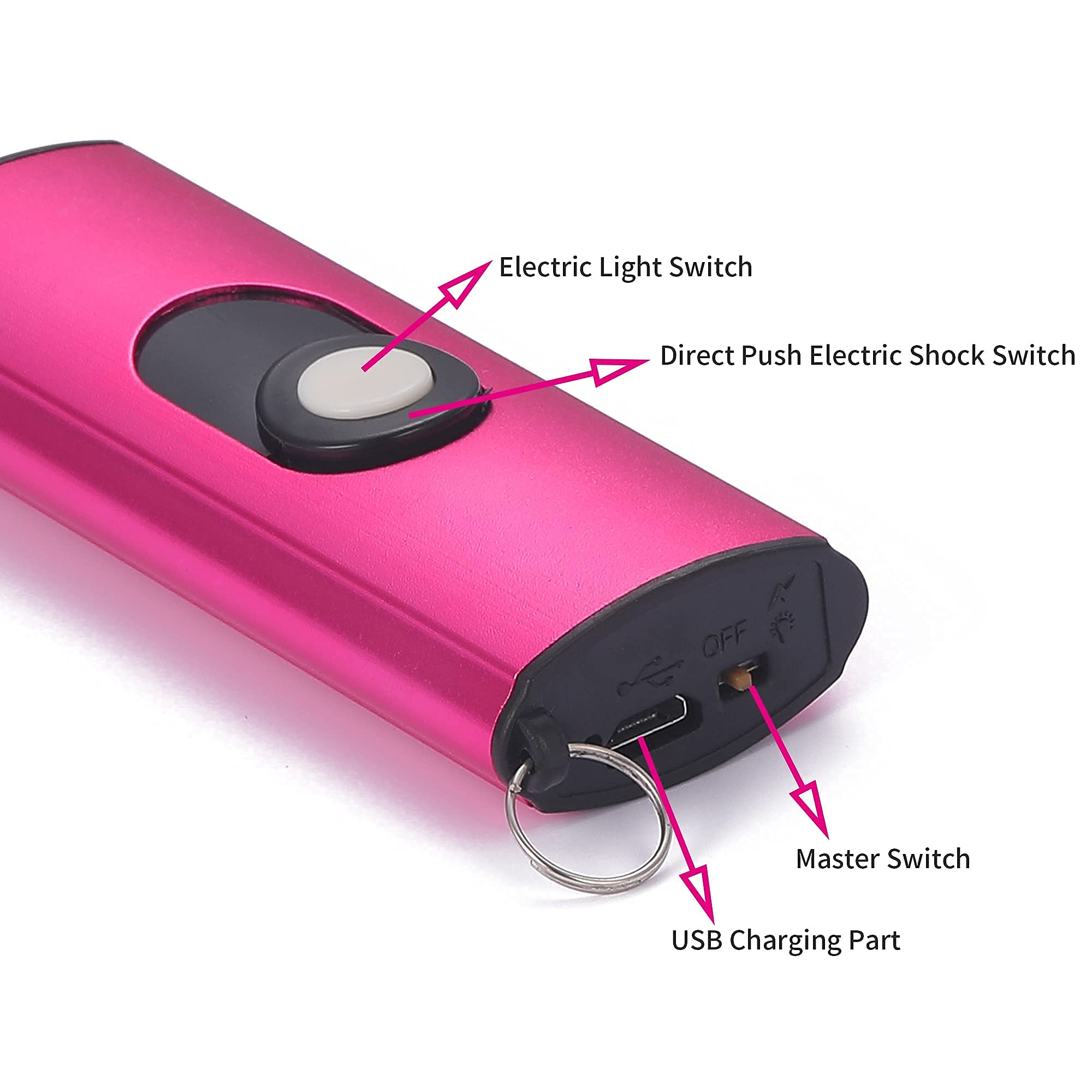 show ji 100,000 Volts Miniature Keychain Stun Gun for Women's Self-Defense, Rechargeable with LED Torch,Pink