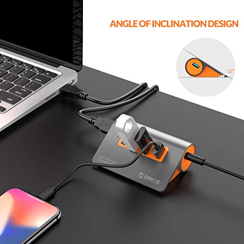 ORICO Powered USB 3.1 Hub, Aluminum 4 Ports USB Data Hub, 10Gbps Super Speed USB Splitter with 12V Power Adapter & 3.3FT Data Cable for Desktop PC, Laptop and More (M3H4-G2)