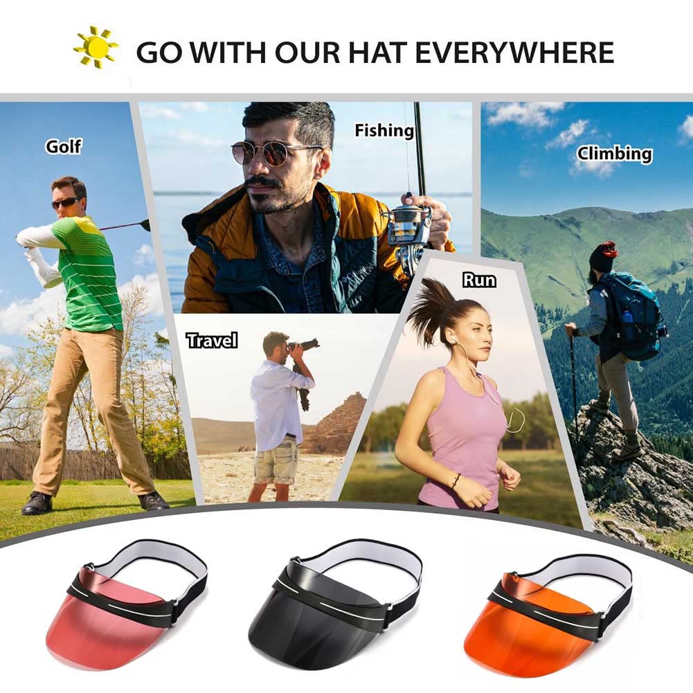 Sun Visor Hat Cap for Women Men Adjustable Outdoor Sun Headband UV Protection Face Shield Oversized Sunglasses