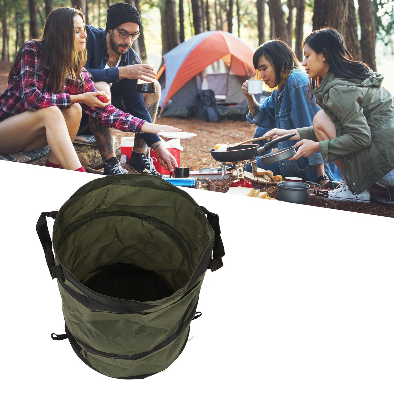 NOVAZEN Collapsible Camping Trash Can, Strong Bearing Capacity Oxford Cloth Garbage Can with Bottom Handle - Ideal for Picnic and Car Use
