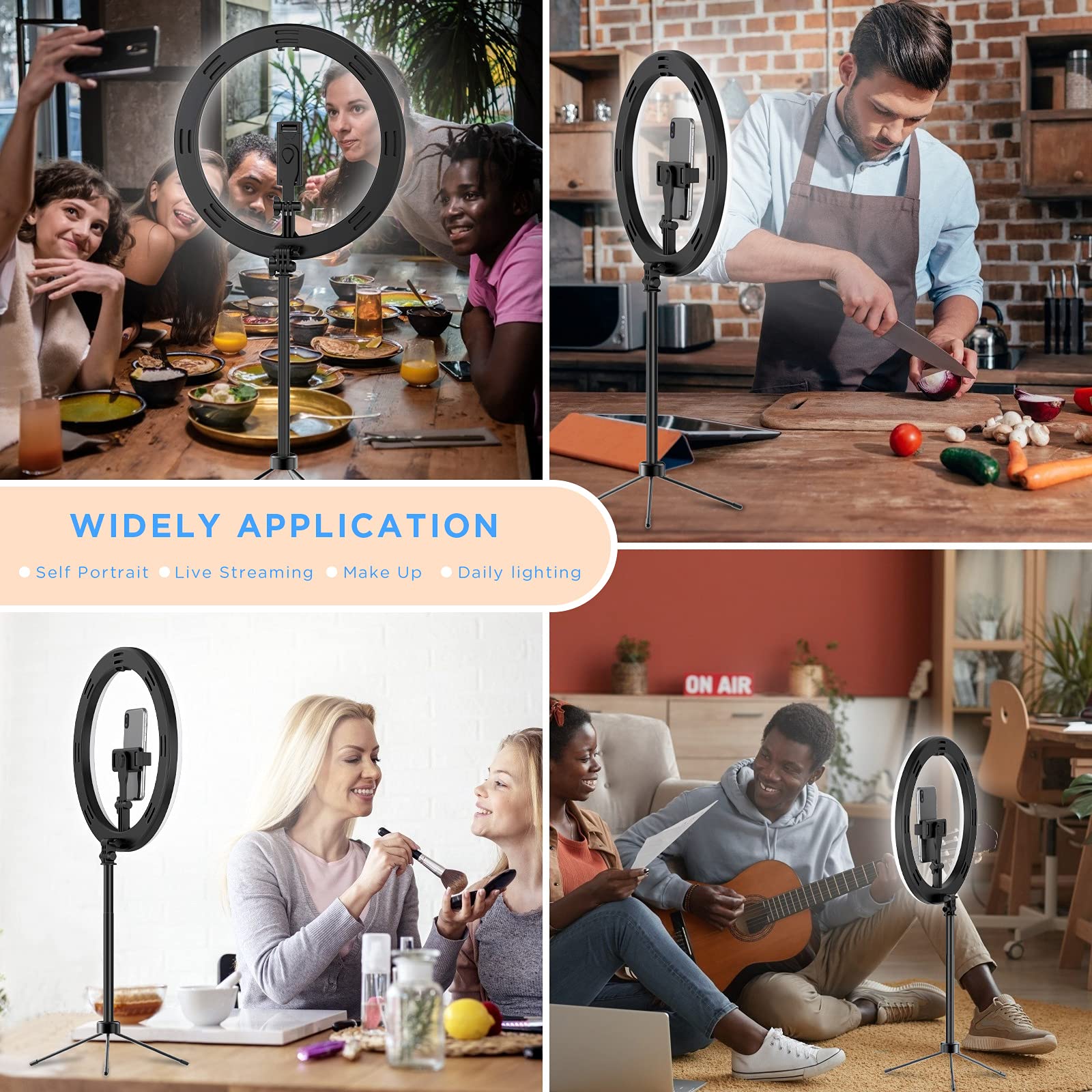 SEENDA 12'' Selfie Ring with 30'' Tripod Stand and Phone Holder, 3000K-5600K Large Circle Light with Bluetooth Remote for Photography/YouTube Video/Self-Portrait Shooting/Live-Stream