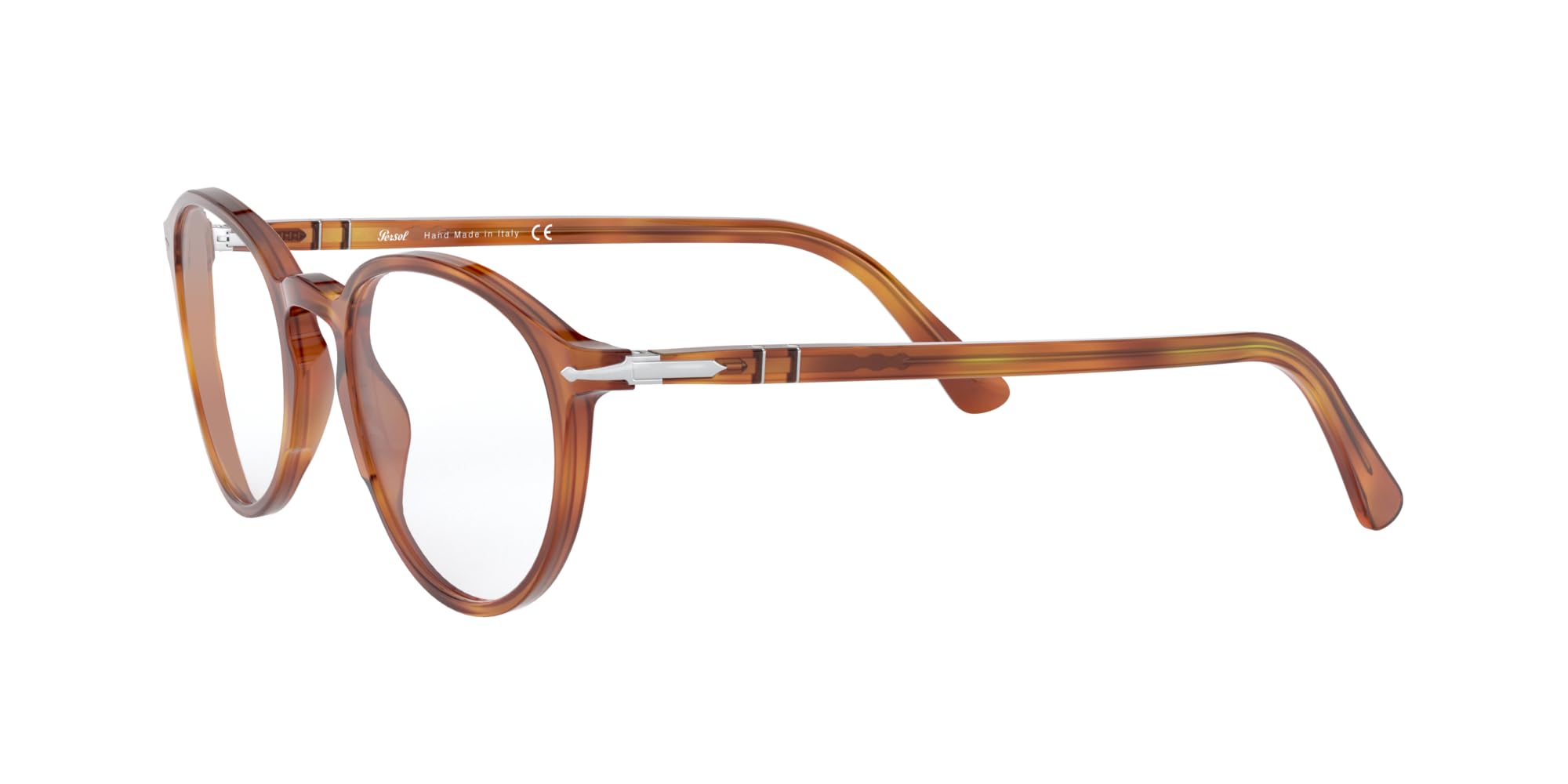 Persol PO3218V Round Prescription Eyewear Frames, Terra Di Siena/Demo Lens, 51 mm