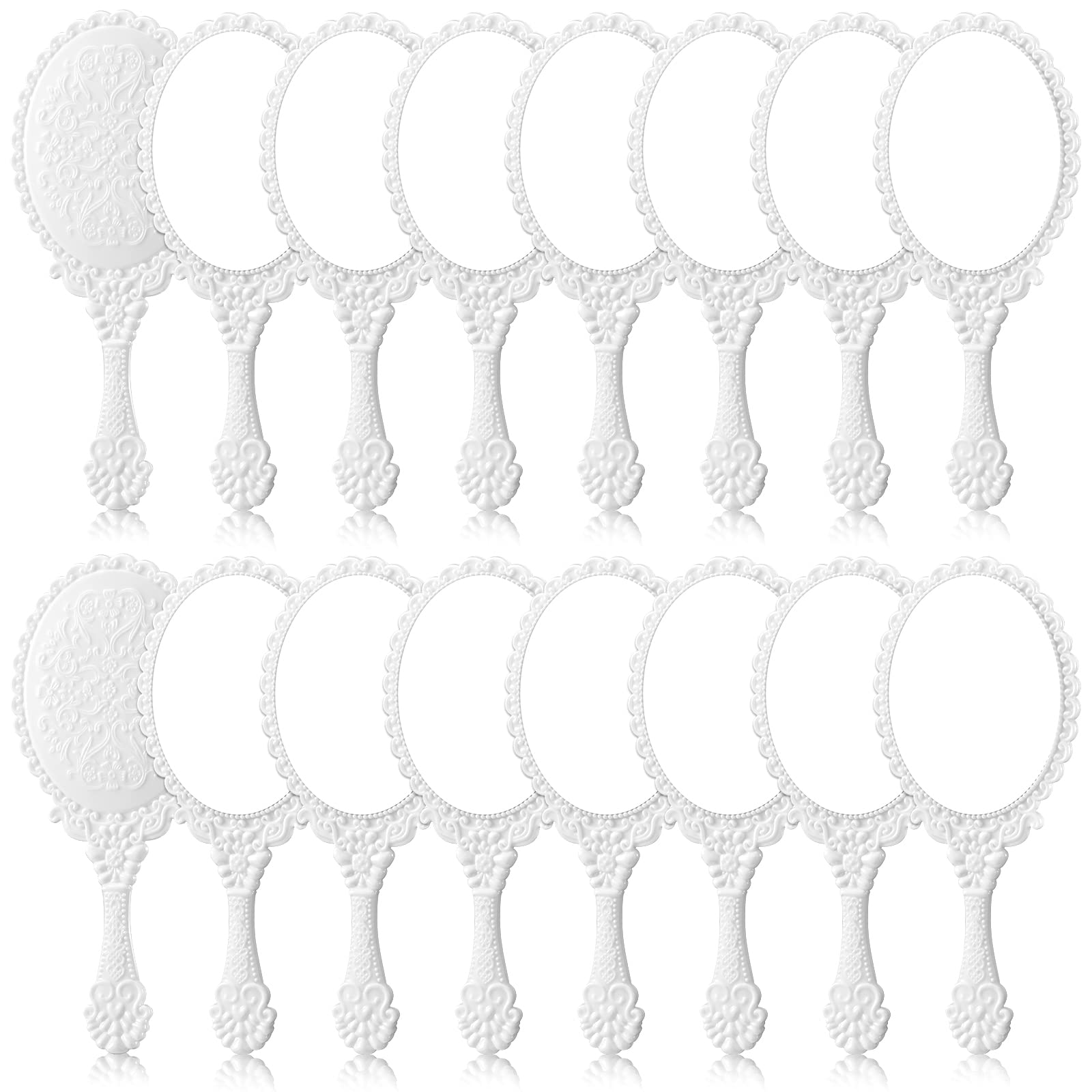 Yalikop 16 Pcs Vintage Handheld Mirror Portable Cute and Princess Hand Held Mirror Compact Travel Mirror Decorative Retro Makeup Mirror for Women(White)