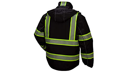 Pyramex RPB35 Series Teflon Coated Waterproof Black Parka ANSI Type O Class 1 With Quilted Lining Large