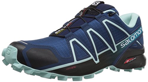 Salomon Women's Speedcross 4 W Trail Running Shoe, Poseidon/Eggshell Blue/Black, 8.5 M US