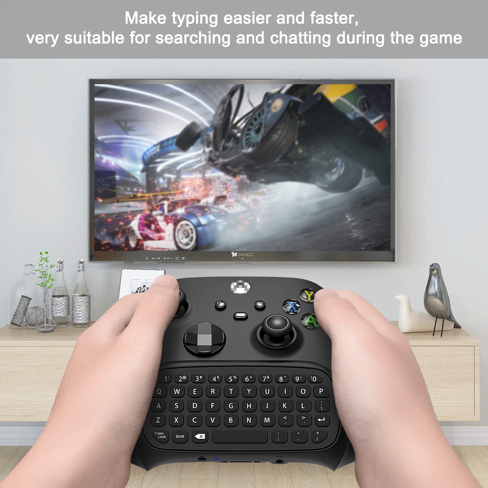 Wireless Keyboard for Xbox One/S, for Xbox Series X/S Controller, Mini Chatpad Message Controller Keyboard Built-in Speaker with 2.4G Receiver & 3.5mm Audio Jack for Xbox Series X/S/One/S (Black)