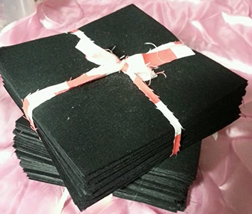 Lot of 20Pcs Quilt Blocks, Cotton Charm Pack, 10" Squares, Black Solid Fabric
